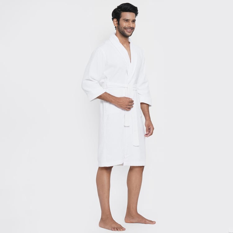 Buy Spaces Large Size Cloudz White Solid Large Cotton Bathrobe from ...