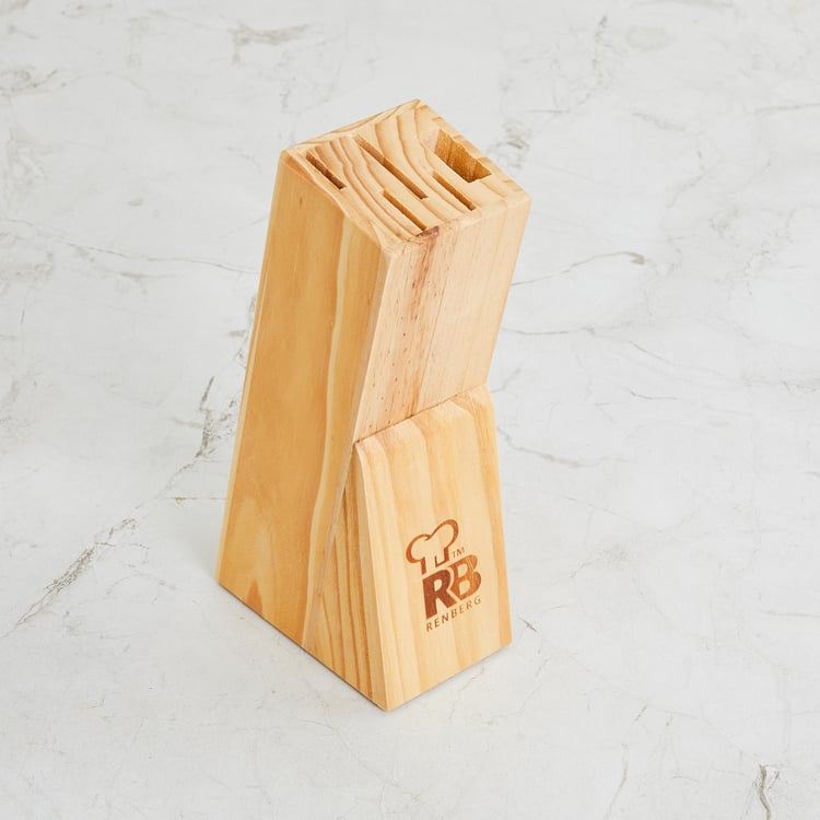 Buy Fiesta Solid Yellow Stainless Steel 5-Piece Knife Set with Wooden ...