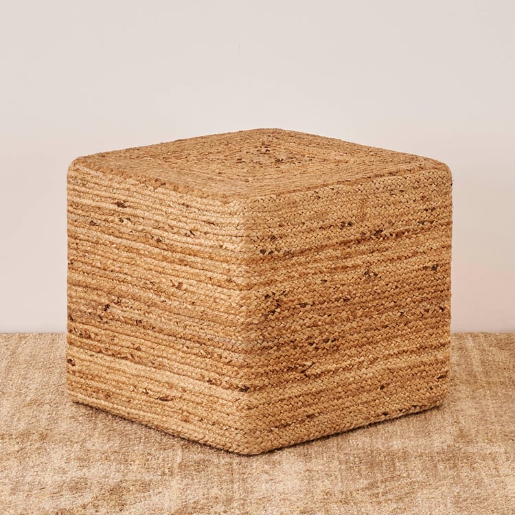 Buy Hessian Square Pouffe - Beige from Home Centre at just INR 2495.0