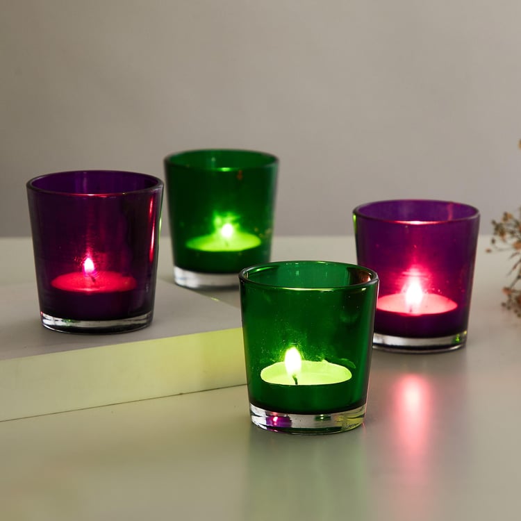 Buy Corsica Multicolour Textured Glass T-Light Holder - Set of 4 from ...
