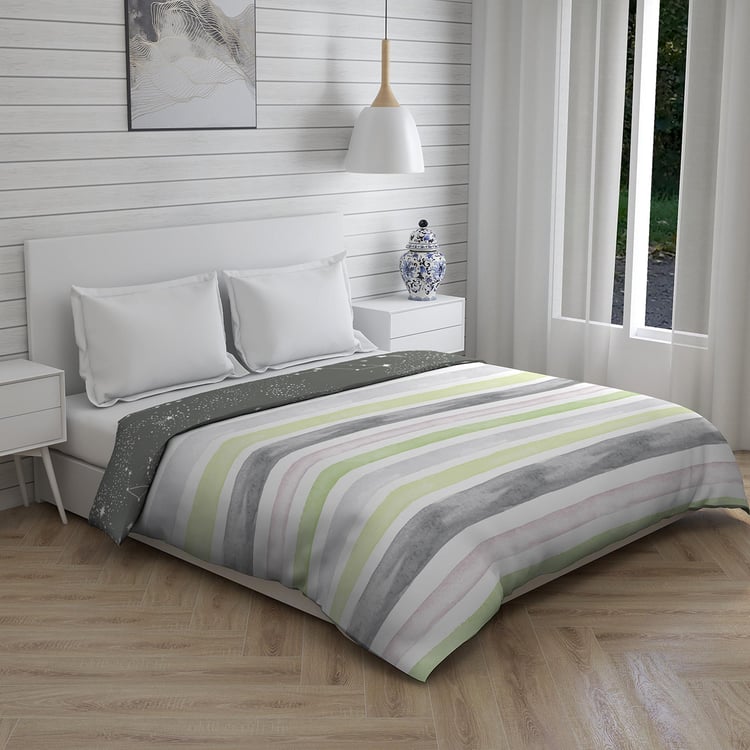 Buy LAYERS Pachatatva Multicolour Striped Cotton Queen Comforter ...