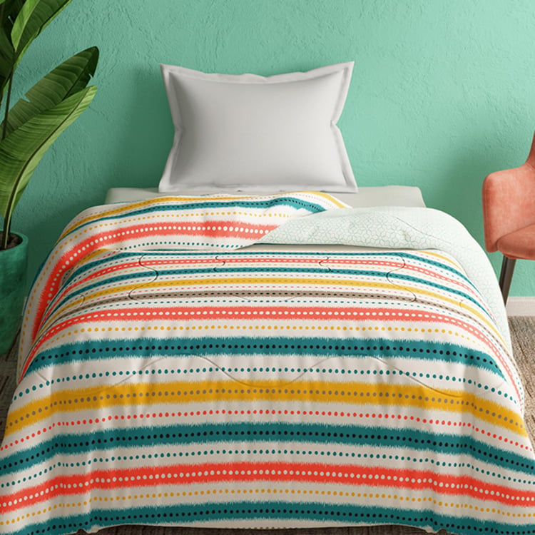 Buy PORTICO Cadence Striped Multicolour Cotton Single Comforter ...