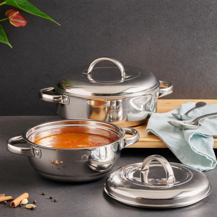 Buy Chef Pro Silver Solid Stainless Steel Casserole With Lid Serving ...