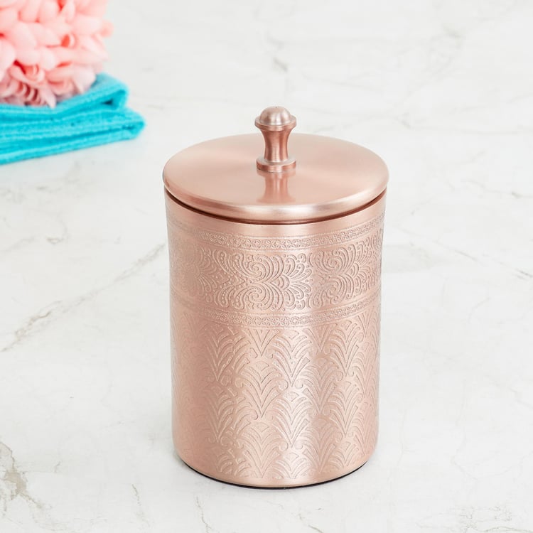 Buy Panama Gold Textured Metal Cotton Box With Lid from Home Centre at ...
