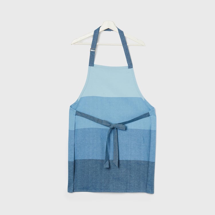 Buy Medora Blue Colourblocked Woven Cotton Apron - 60x74cm from Home ...