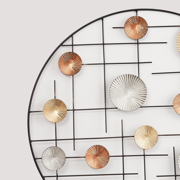 Buy Leon-Mahico Multicolour Textured Metal Round Wall Art from Home ...