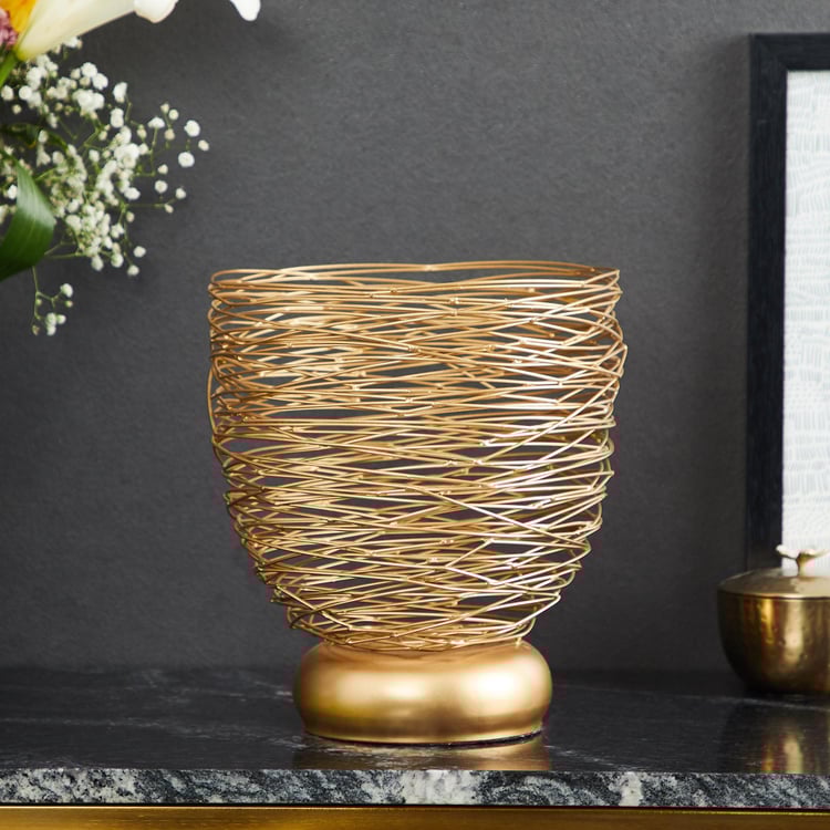 Buy Eternity Stone and Iron Mesh Vase from Home Centre at just INR 1599.0