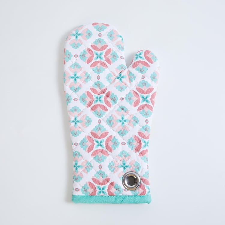 Buy India Inspired White Printed Cotton Oven Mittens - Set of 2 from ...