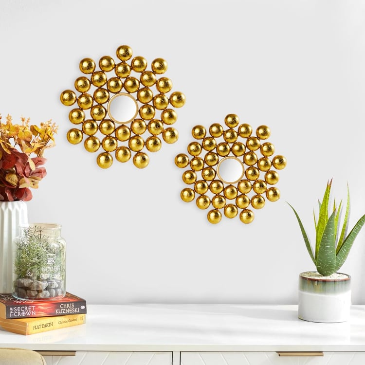 Buy Samara Gold Mirror Sphere Abstract Metal Wall Art - Set of 2 from ...