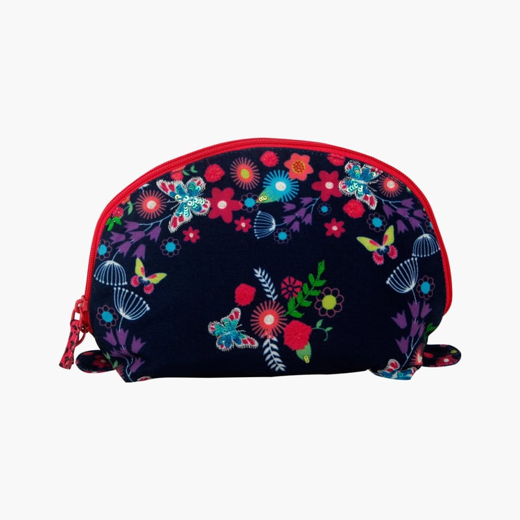 Buy PINAKEN Butterfly Bloom Multicolour Printed Half Moon Cosmetic Bag ...