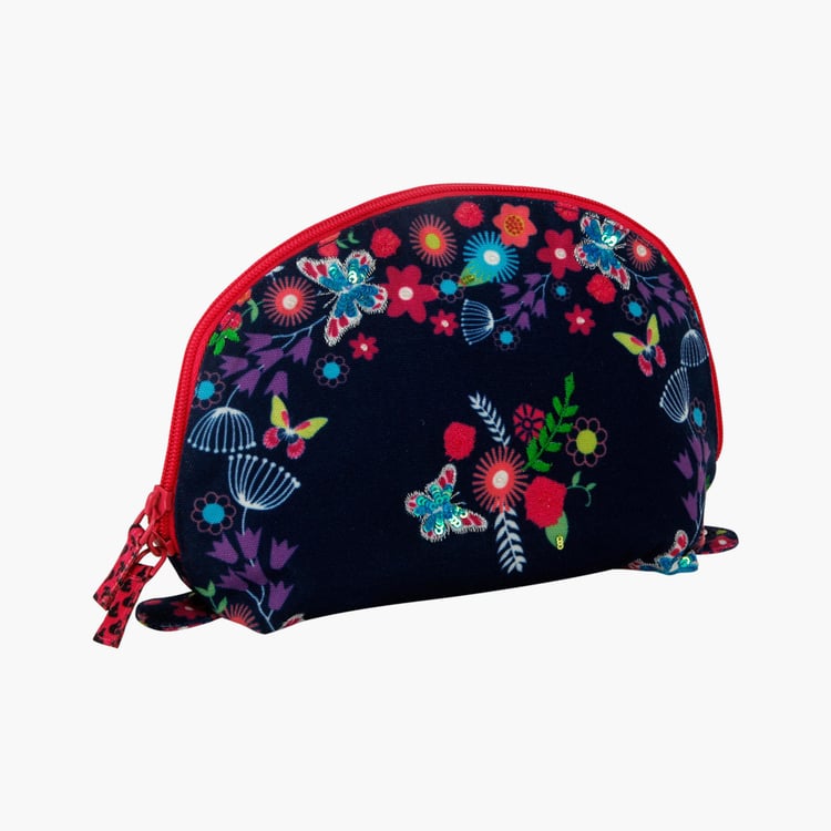 Buy PINAKEN Butterfly Bloom Multicolour Printed Half Moon Cosmetic Bag ...