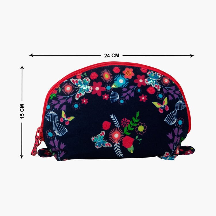 Buy PINAKEN Butterfly Bloom Multicolour Printed Half Moon Cosmetic Bag ...