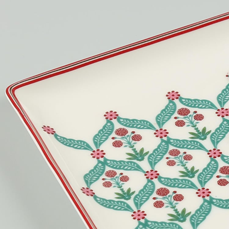 Buy INDIA CIRCUS Blooming Dalhia Printed Multicolour Large Rectangular Porcelain Platter ...