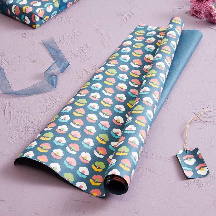 Buy Corsica Retroglitz Multicolour Floral Printed Paper Wrapping Sheet ...
