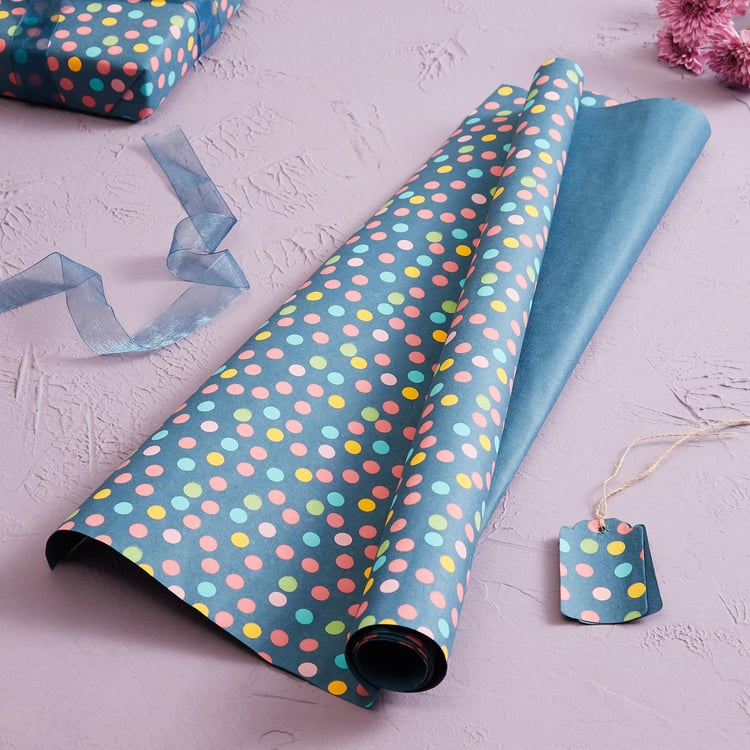 Buy Corsica Retroglitz Blue Printed Paper Wrapping Sheet with Tag and ...
