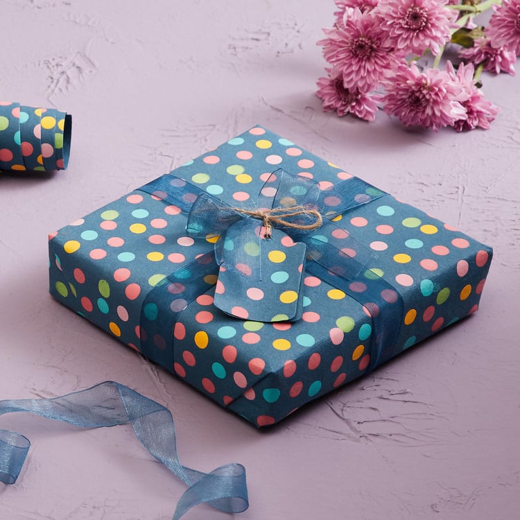 Buy Corsica Retroglitz Blue Printed Paper Wrapping Sheet with Tag and ...