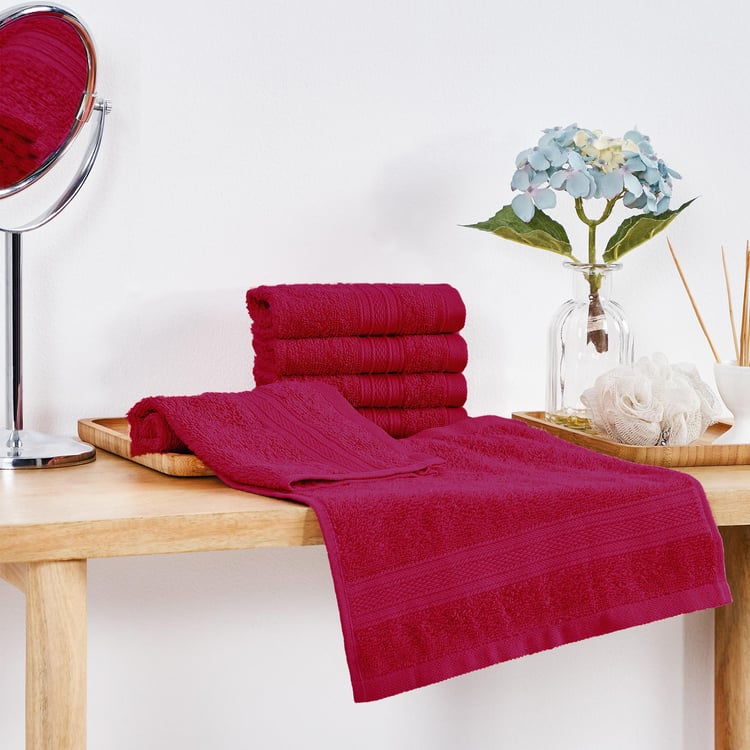 Buy TRIDENT Soft and Plush Red Textured Cotton Face Towels - 30x30cm ...