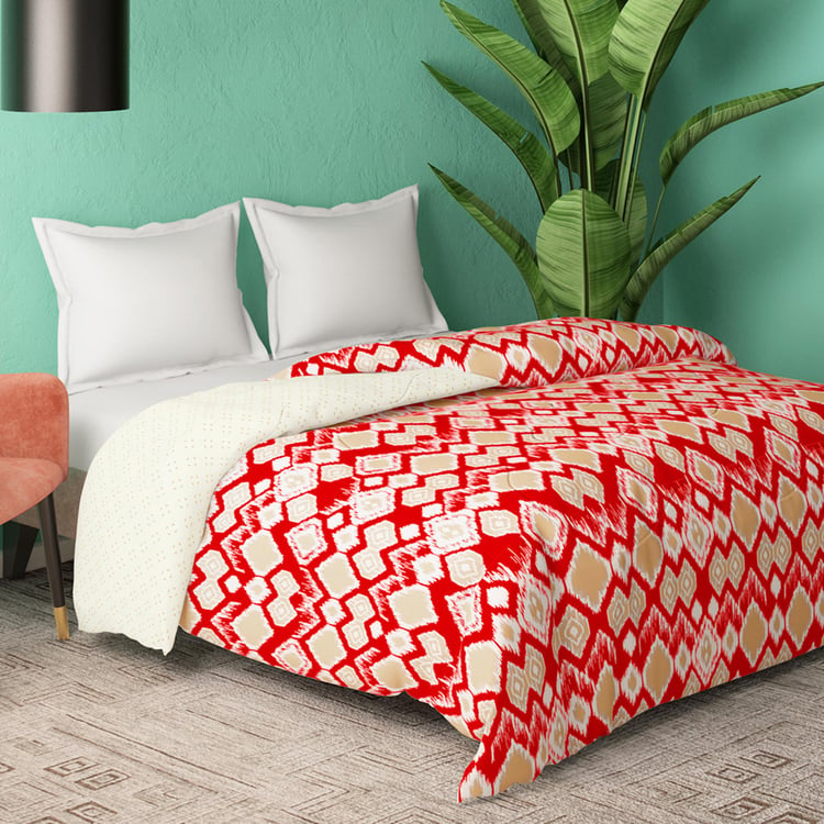 Buy PORTICO Marvella Red Printed Cotton Queen Size Bed Comforter ...