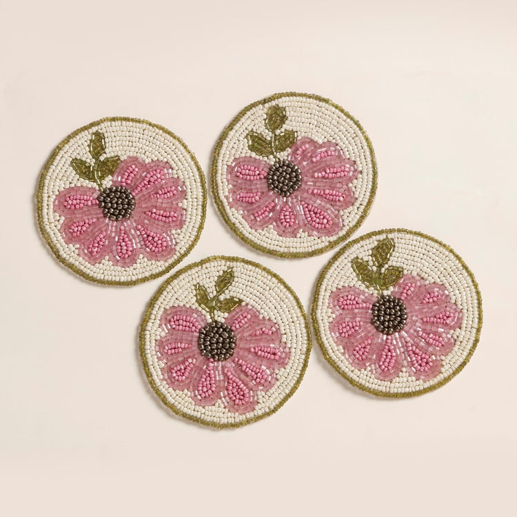 Buy Moksha Embellished Round Beaded Coaster - Set of 4 from Home Centre ...