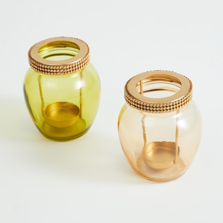 Buy Raga Set of 2 Glass T-Light Holders from Home Centre at just INR 399.0