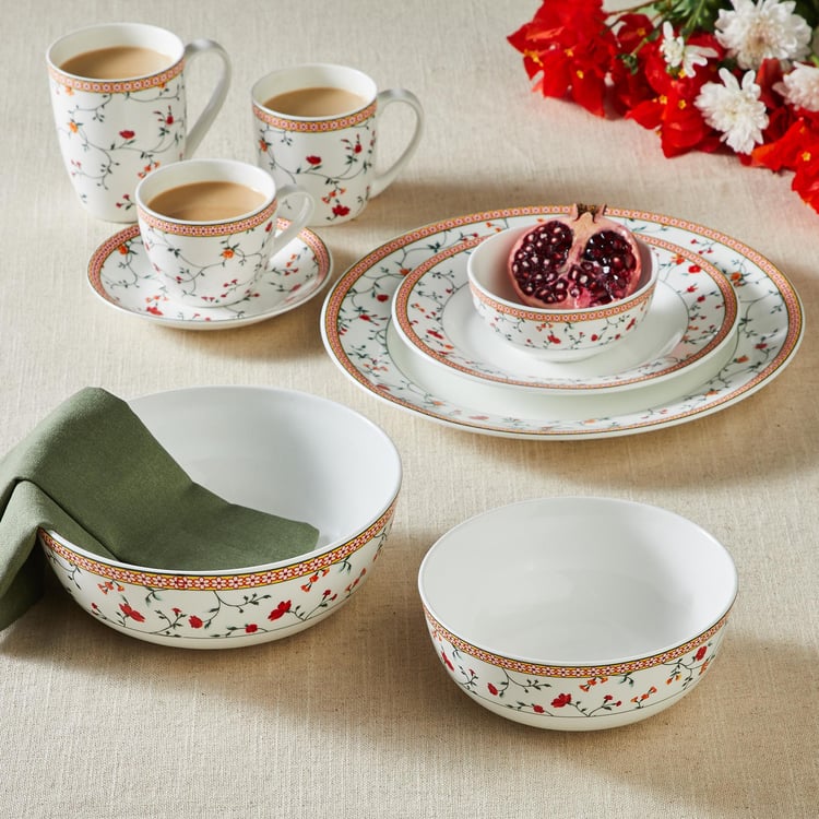 Buy Lucas Floret White Floral Printed Bone China Cereal Bowl - 600ml ...