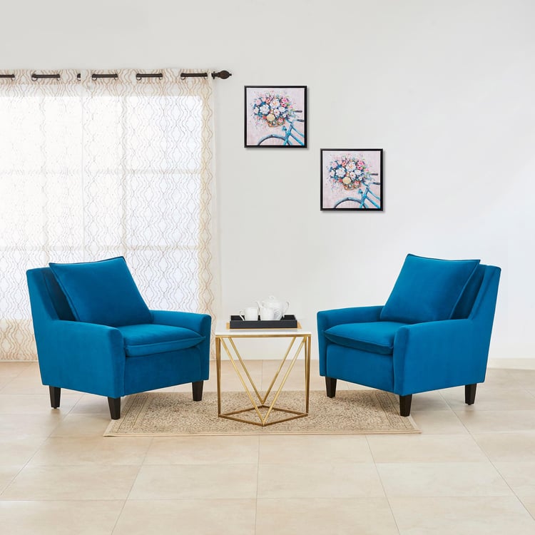 Buy Velvetica Fabric 2-Seater Tea Table Set - Blue from Home Centre at ...