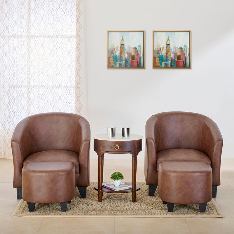 Buy Seaford Faux Leather 2-Seater Tea Table Set - Brown from Home ...