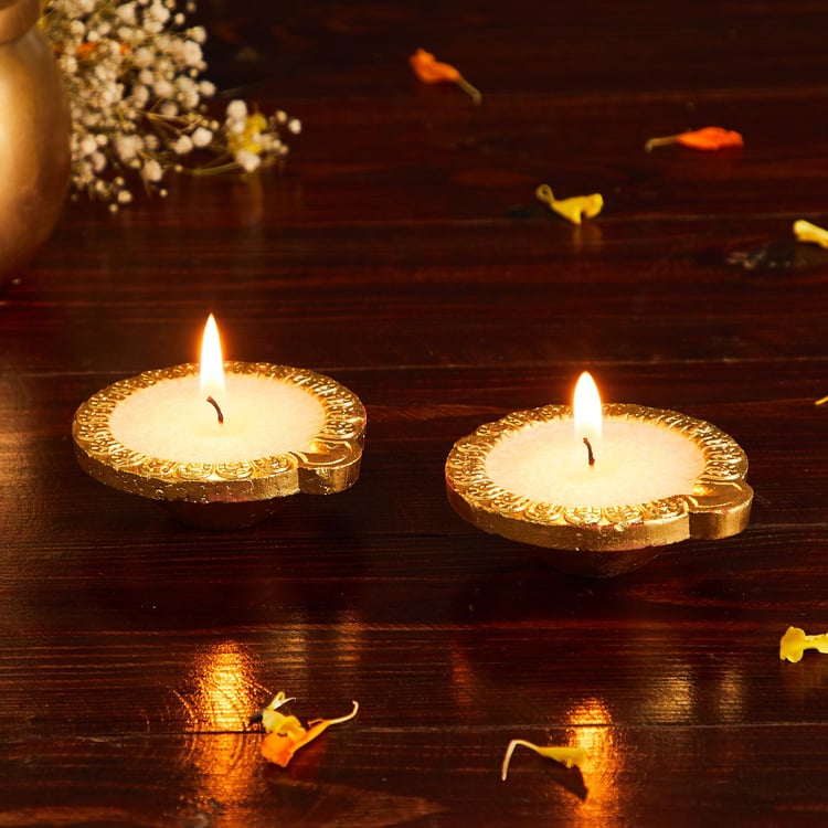 Buy Corsica Fest Set of 2 Terracotta Diya Candles from Corsica by Home ...