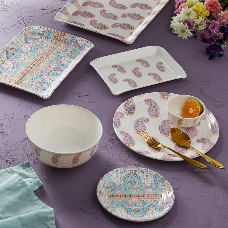 Buy Meadows White Paisley Printed Melamine Dinner Plate - 27cm from ...