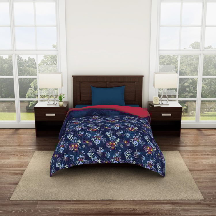 Buy SPACES Essentials Blue Floral Printed Cotton Single Quilt ...