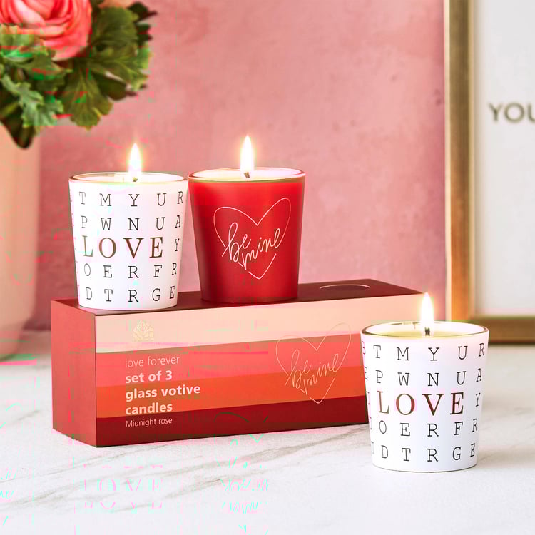 Buy Love Forever Set of 3 Midnight Rose Scented Votive Candles from ...