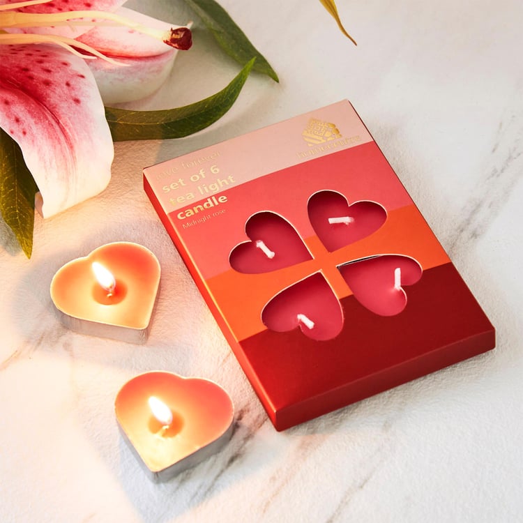 Buy Love Forever Set of 6 Midnight Rose Scented Heart T-Light Candles ...