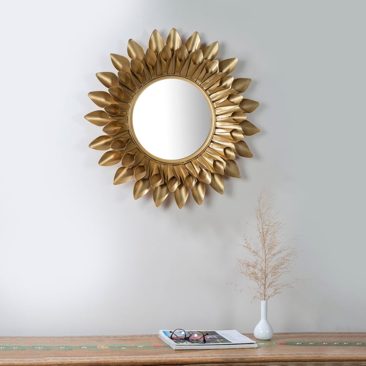 Buy VEDAS Metal Sunflower Round Decorative Wall Mirror - 85cm from ...