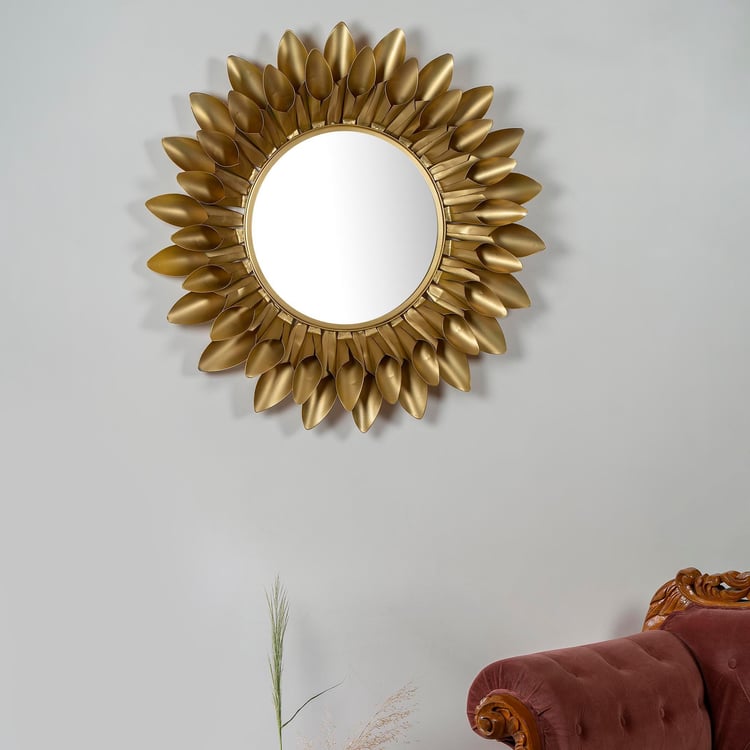 Buy VEDAS Metal Sunflower Round Decorative Wall Mirror - 85cm from ...