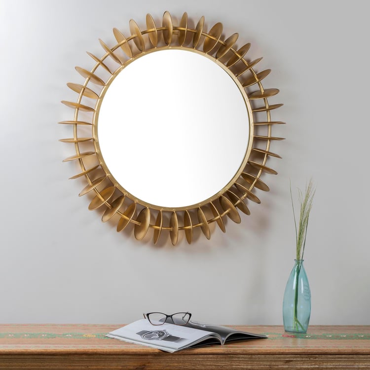Buy VEDAS Metal African Daisy Round Decorative Wall Mirror - 88cm from ...