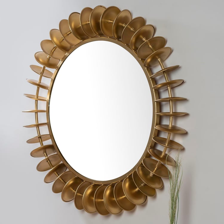 Buy VEDAS Metal African Daisy Round Decorative Wall Mirror - 88cm from ...