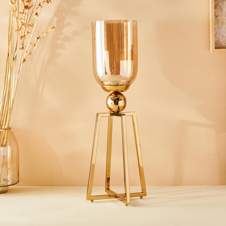 Buy Splendid Dastkari Glass Small Hurricane with Steel Stand from Home ...