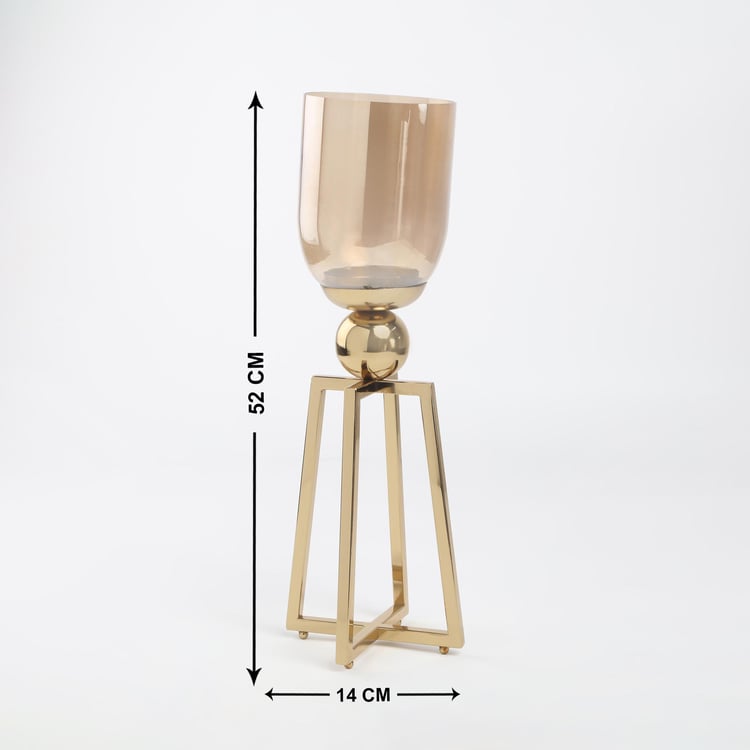 Buy Splendid Dastkari Glass Small Hurricane with Steel Stand from Home ...