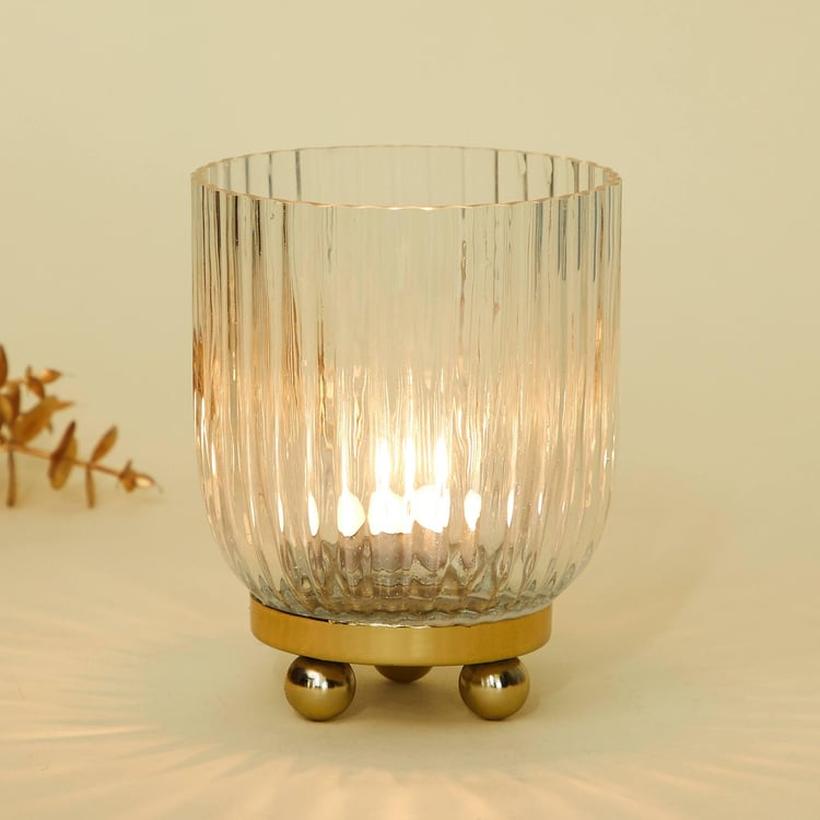 Buy Splendid Dastkari Glass T-Light Holder with Metal Base from Home ...