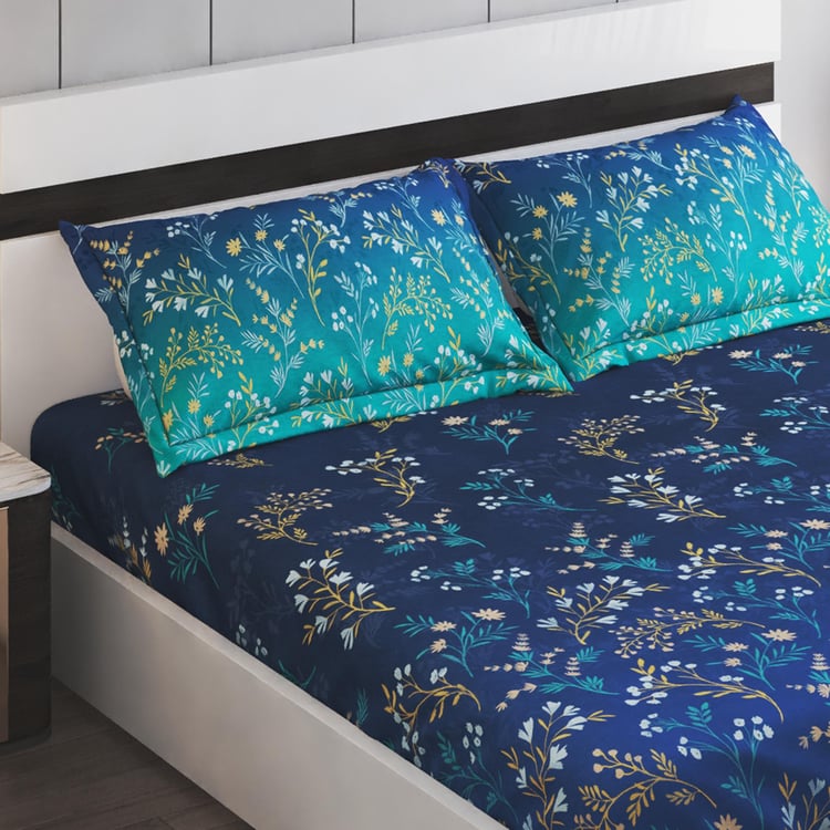 Buy Medley Santorini Cotton 180TC Printed 3Pcs King Bedsheet Set from ...