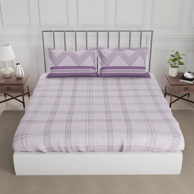 Buy NAUTICA West Port Cotton 250TC Checked 3Pcs King Bedsheet Set from ...