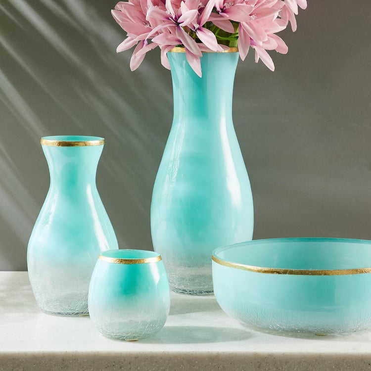 Buy Hello Spring Glass Crackled Vase from Home Centre at just INR 1499.0