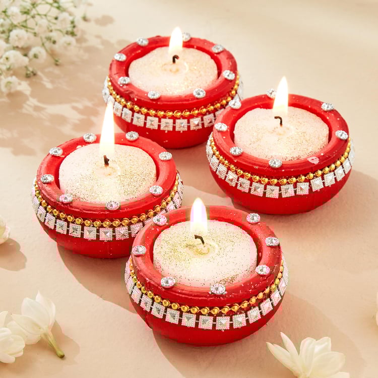 Buy Utsav Era Set of 4 Clay Handi Diya Candles from Home Centre at just ...