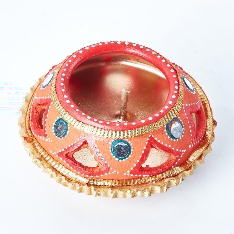 Buy Utsav Dipah Set of 2 Terracotta Painted Diya Candles from Home ...