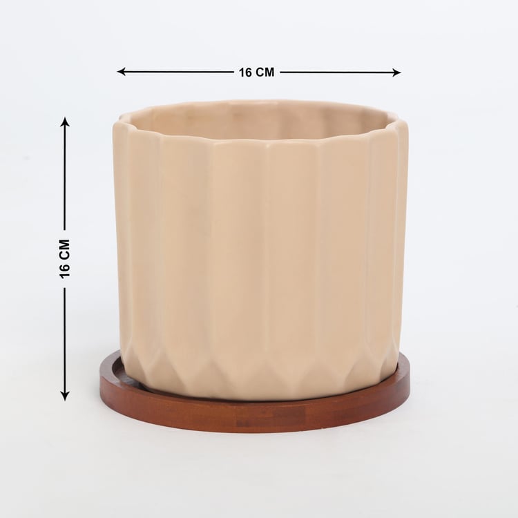 Buy Gloria Ceramic Planter with Wooden Stand from Home Centre at just ...