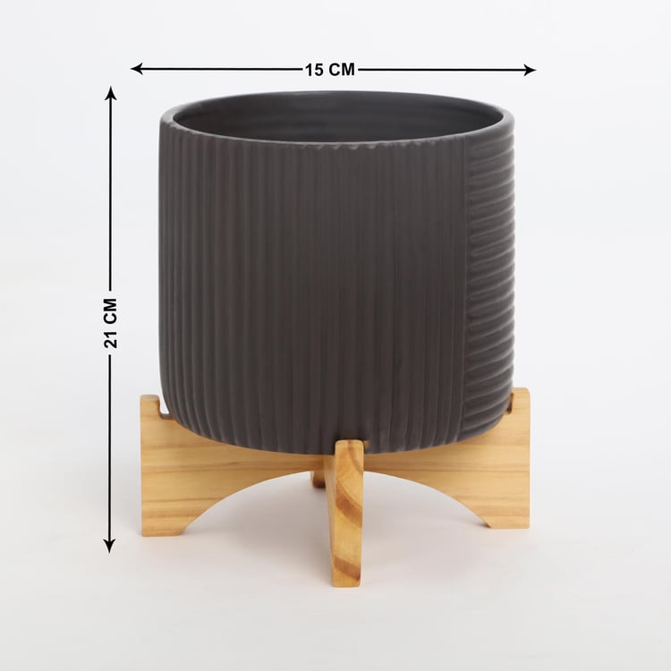 Buy Gloria Ceramic Planter with Wooden Stand from Home Centre at just ...