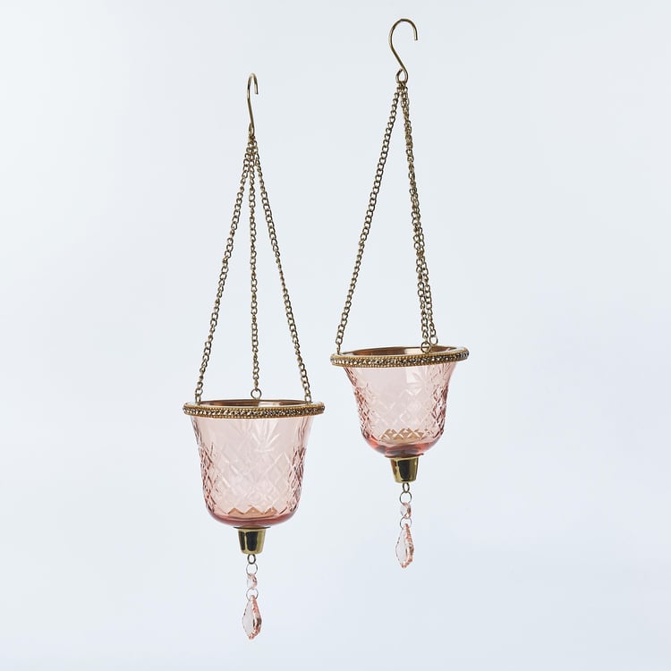 Buy Fables Avery Set of 2 Glass Hanging T-Light Holders from Home ...