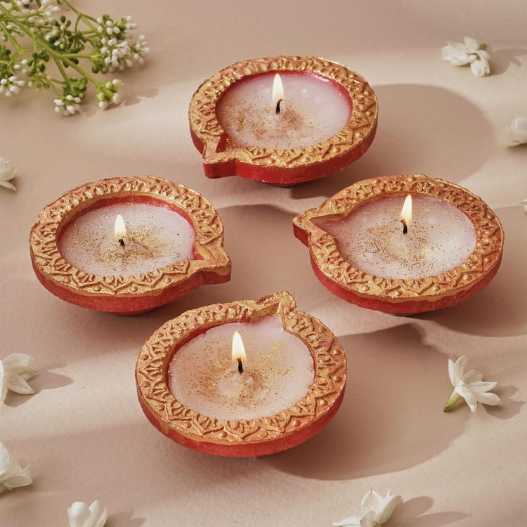 Buy Corsica Fest Set of 4 Terracotta Diya Candles from Corsica by Home ...