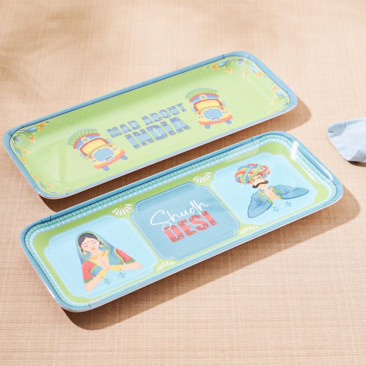 Buy Luke Set of 2 Melamine Printed Serving Platters - 35x13cm from Home ...
