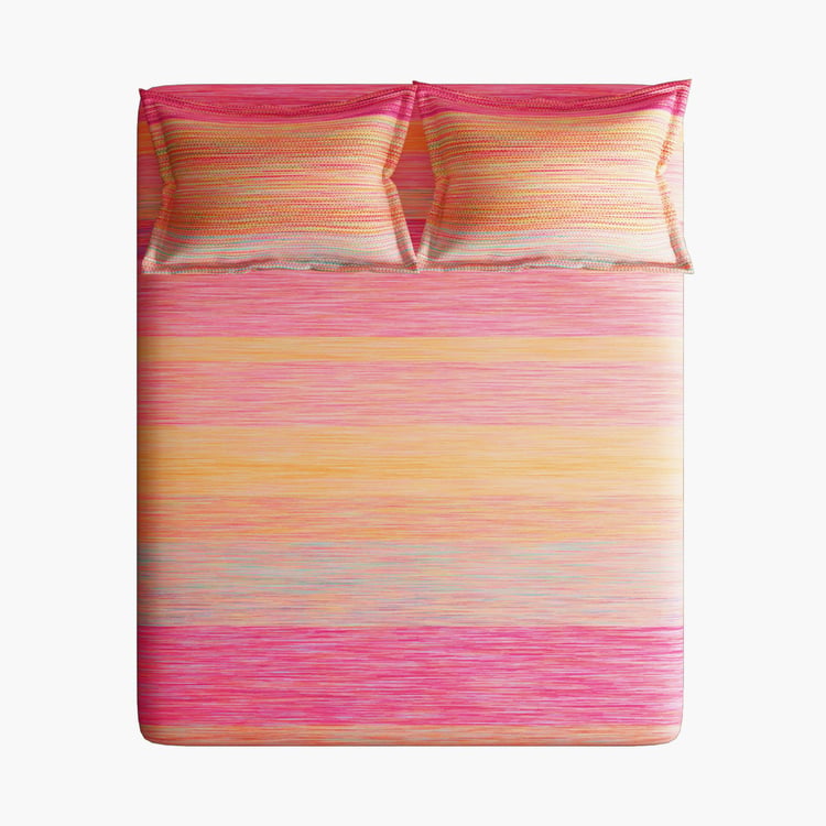Buy PORTICO Brush Stroke Cotton 210TC Printed 3Pcs Super King Bedsheet ...